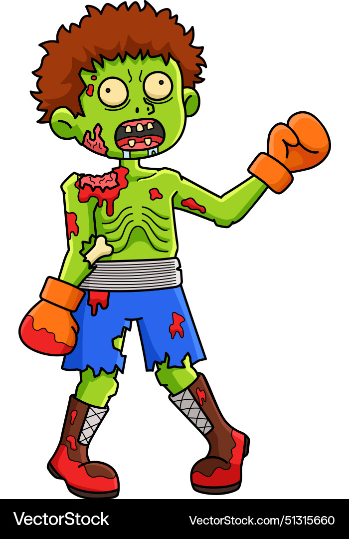 Zombie boxer cartoon colored clipart Royalty Free Vector