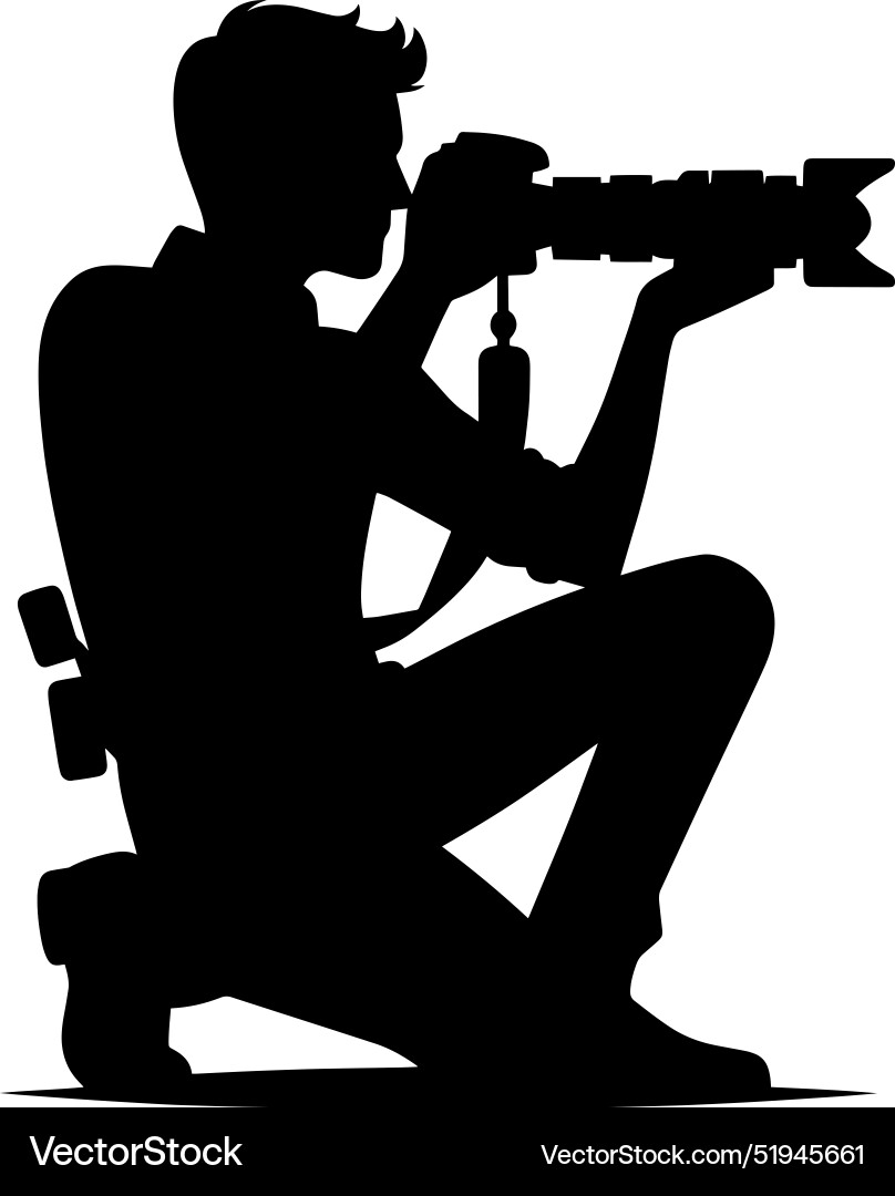 Cameraman silhouette isolated on a white Vector Image