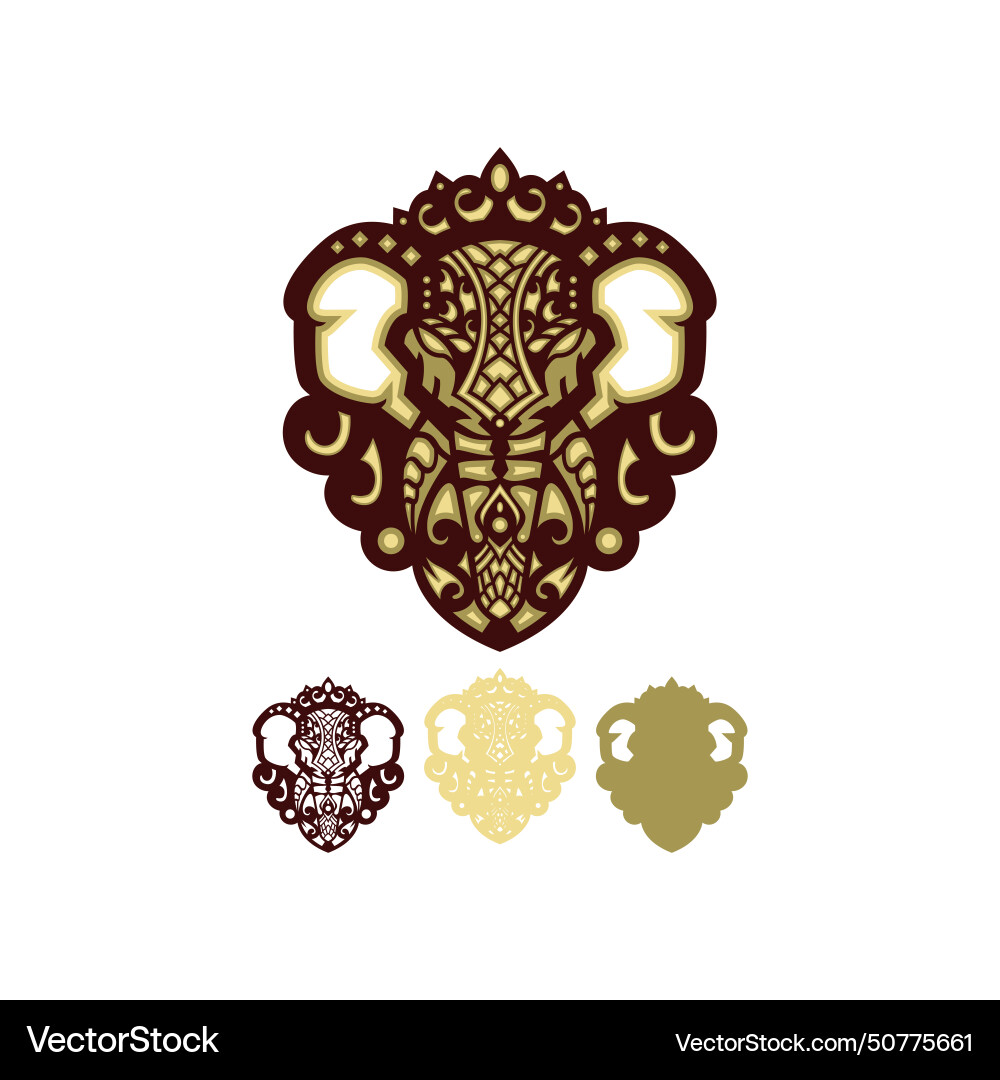 Elephant head laser cut Royalty Free Vector Image