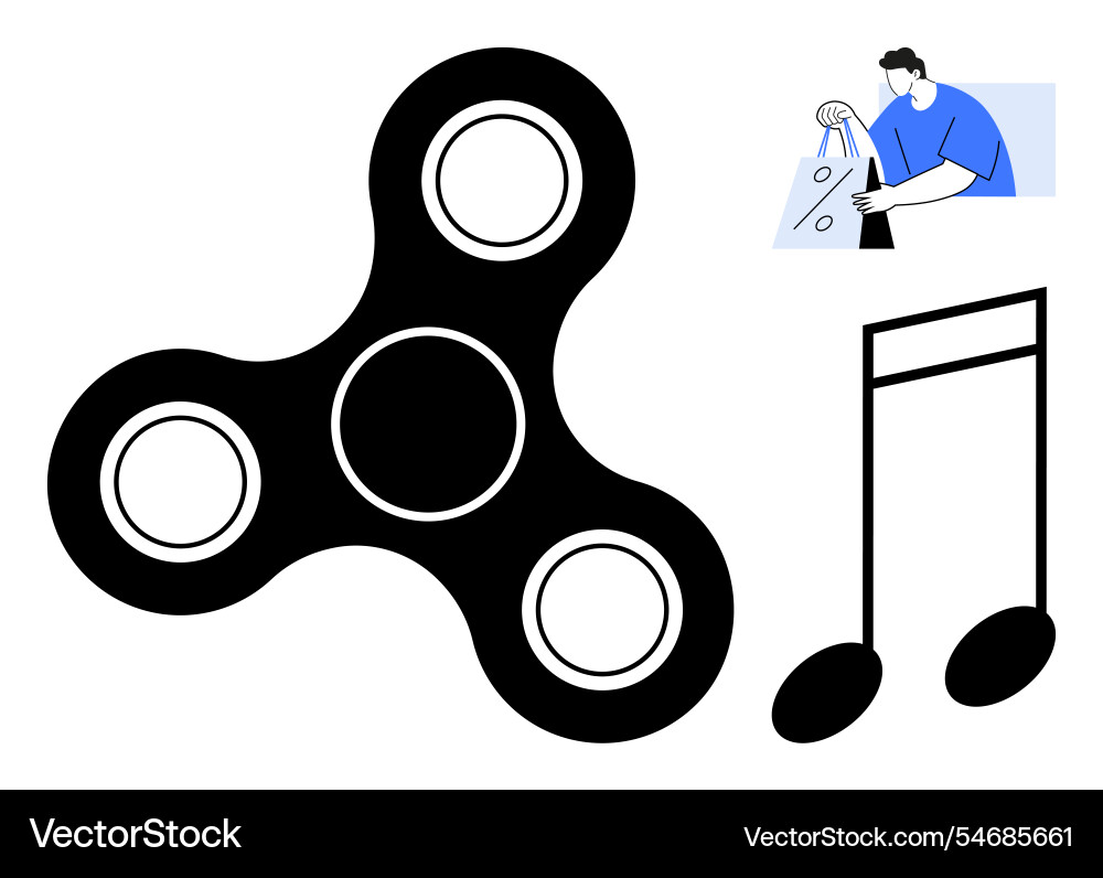 Fidget spinner music note and shopping activity Vector Image