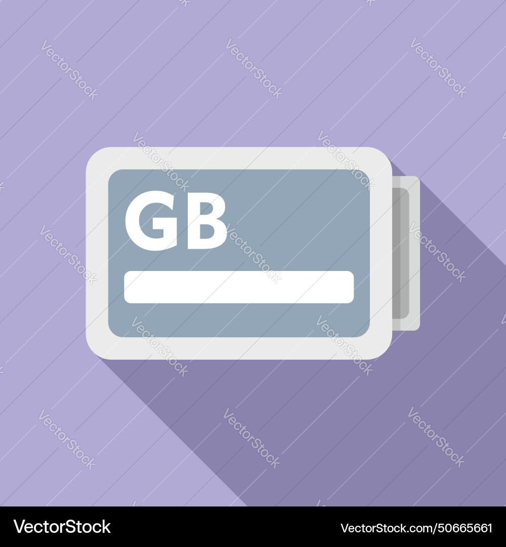 Gb memory board icon flat focus solid Royalty Free Vector