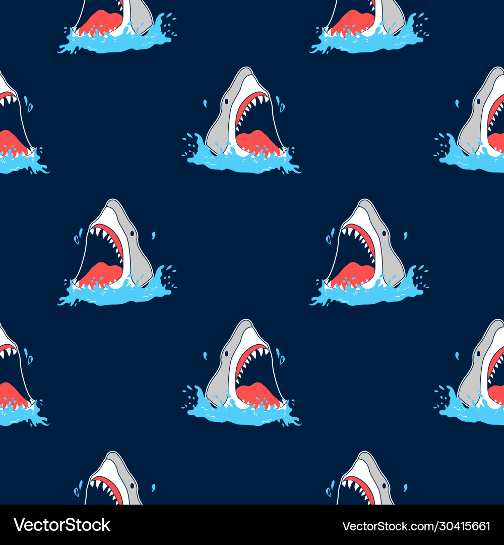 Hand drawing shark and print Royalty Free Vector Image
