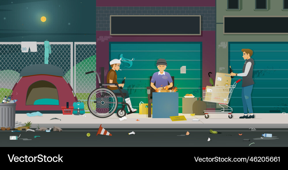 Homeless life Royalty Free Vector Image - VectorStock