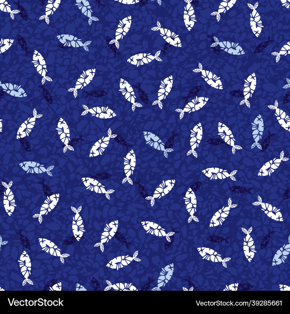 Indigo Blue Fish Shibori Pattern Royalty Free Vector Image