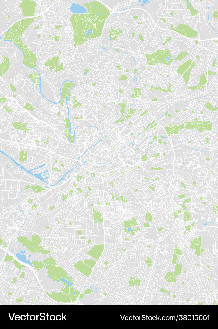 Manchester City Map - Detailed Plan Royalty Free Vector