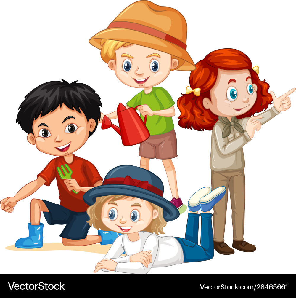 Many kids with happy face on isolated background Vector Image