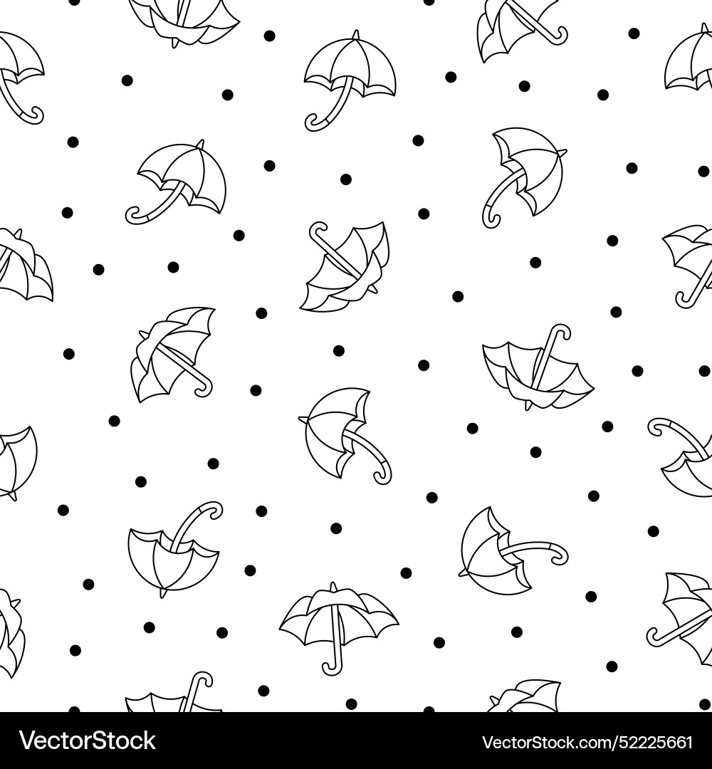 Open and closed umbrella coloring page Royalty Free Vector