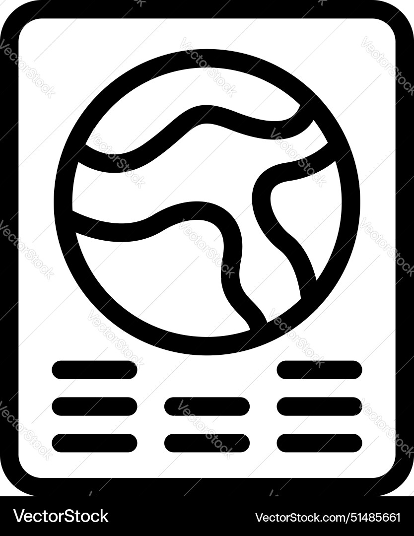 Passport icon with globe Royalty Free Vector Image