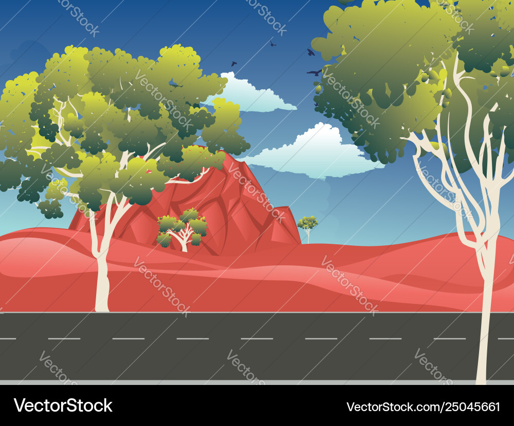 Red australian desert Royalty Free Vector Image