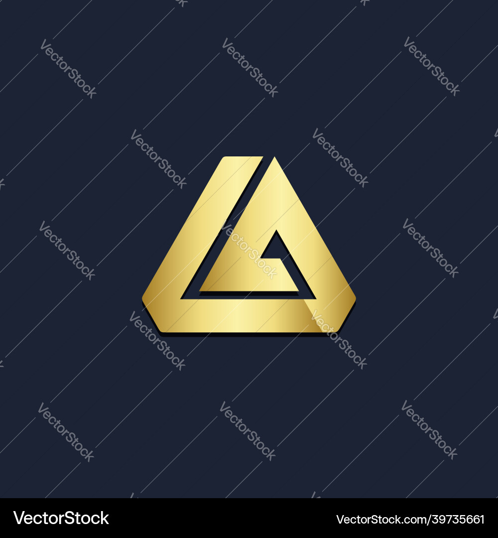 Triangle shape line company gold logo Royalty Free Vector