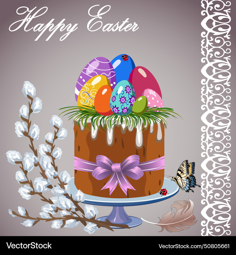 With easter cake Royalty Free Vector Image - VectorStock