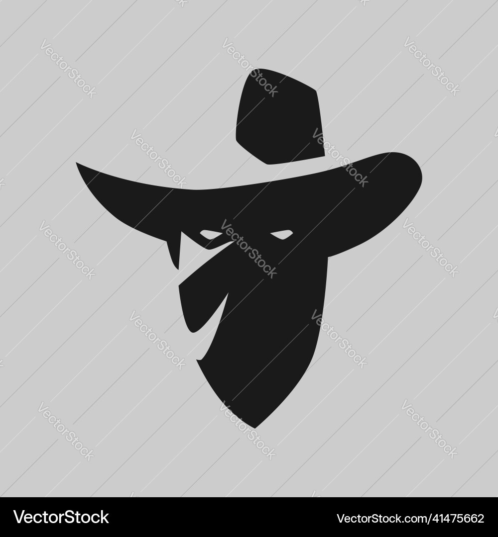 Cowboy outlaw symbol on gray backdrop Royalty Free Vector