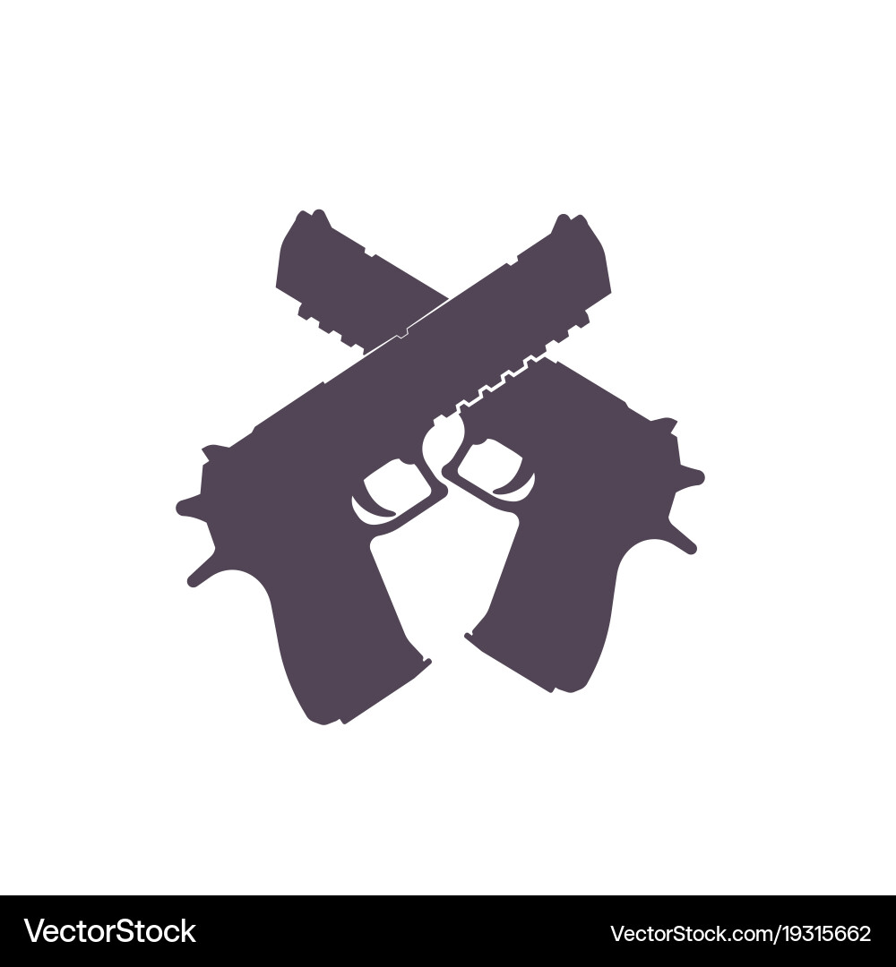 Crossed pistols isolated on white Royalty Free Vector Image