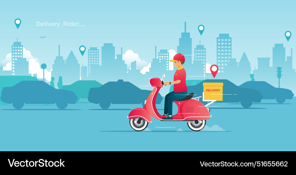 Delivery rider Royalty Free Vector Image - VectorStock