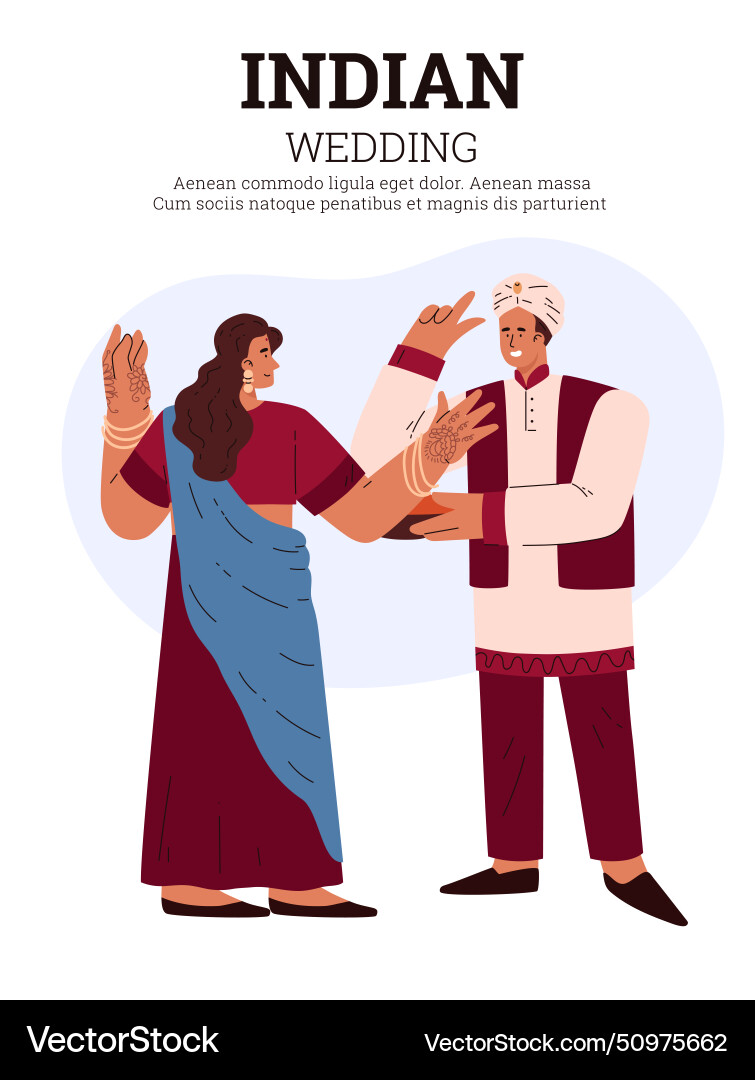 Indian couple in motion wedding invitation Vector Image