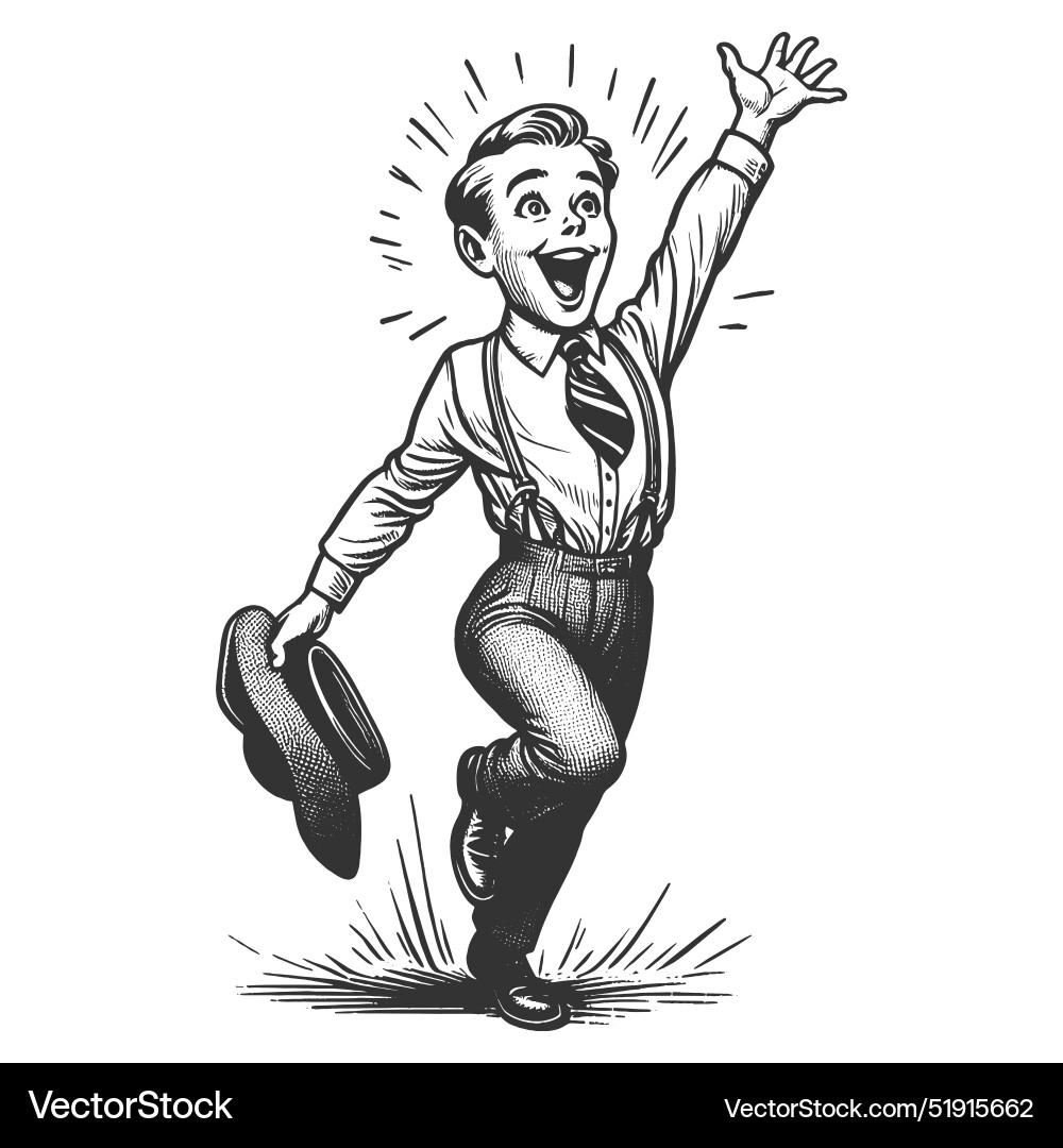Joyful man celebrating with hat in hand Royalty Free Vector