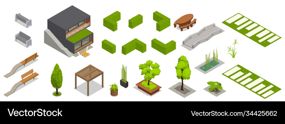 Landscape design elements set Royalty Free Vector Image