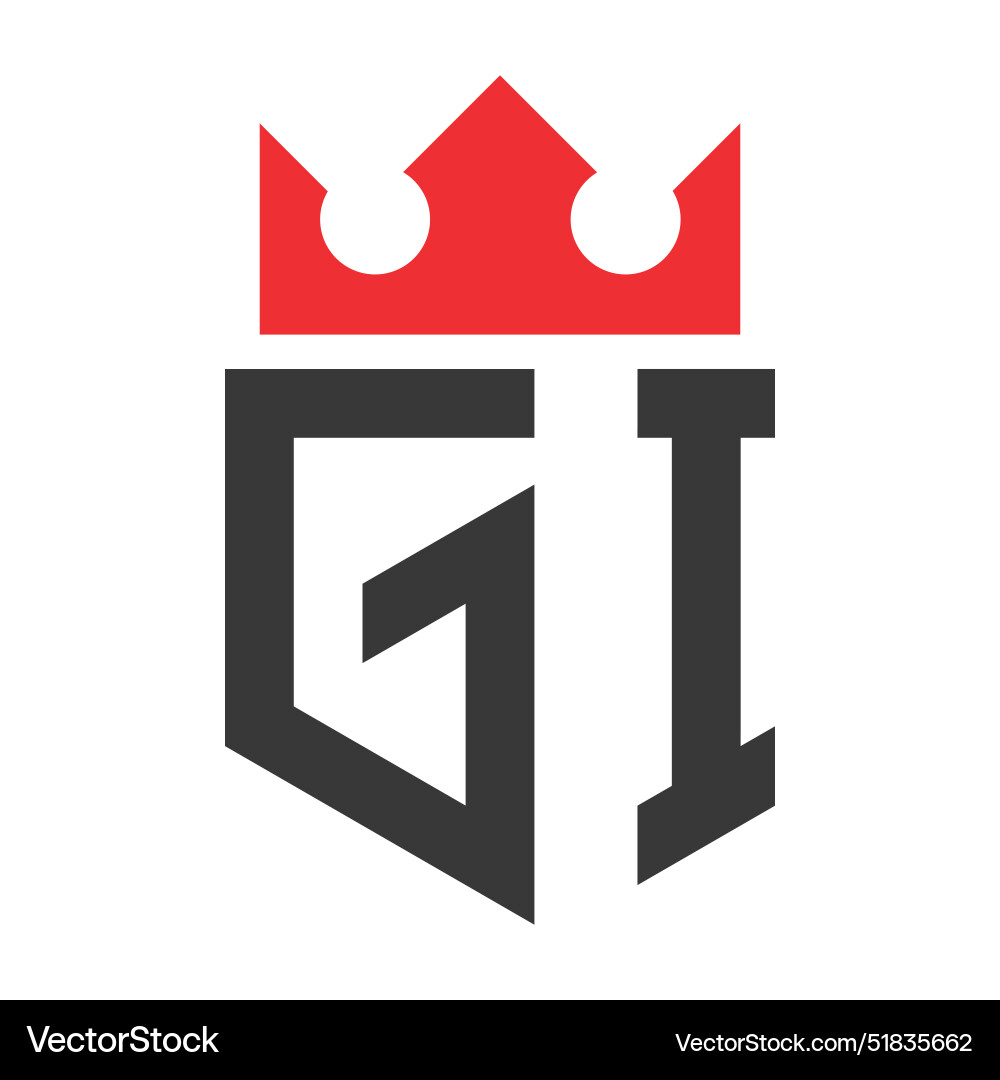 Letter gi crown logo Royalty Free Vector Image