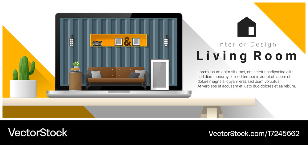Modern living room interior design background Vector Image