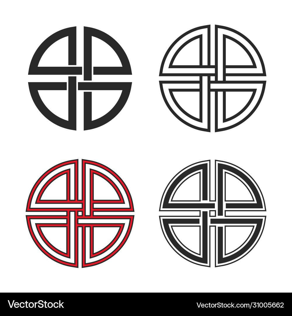 Set shield knot symbols flat and line style Vector Image