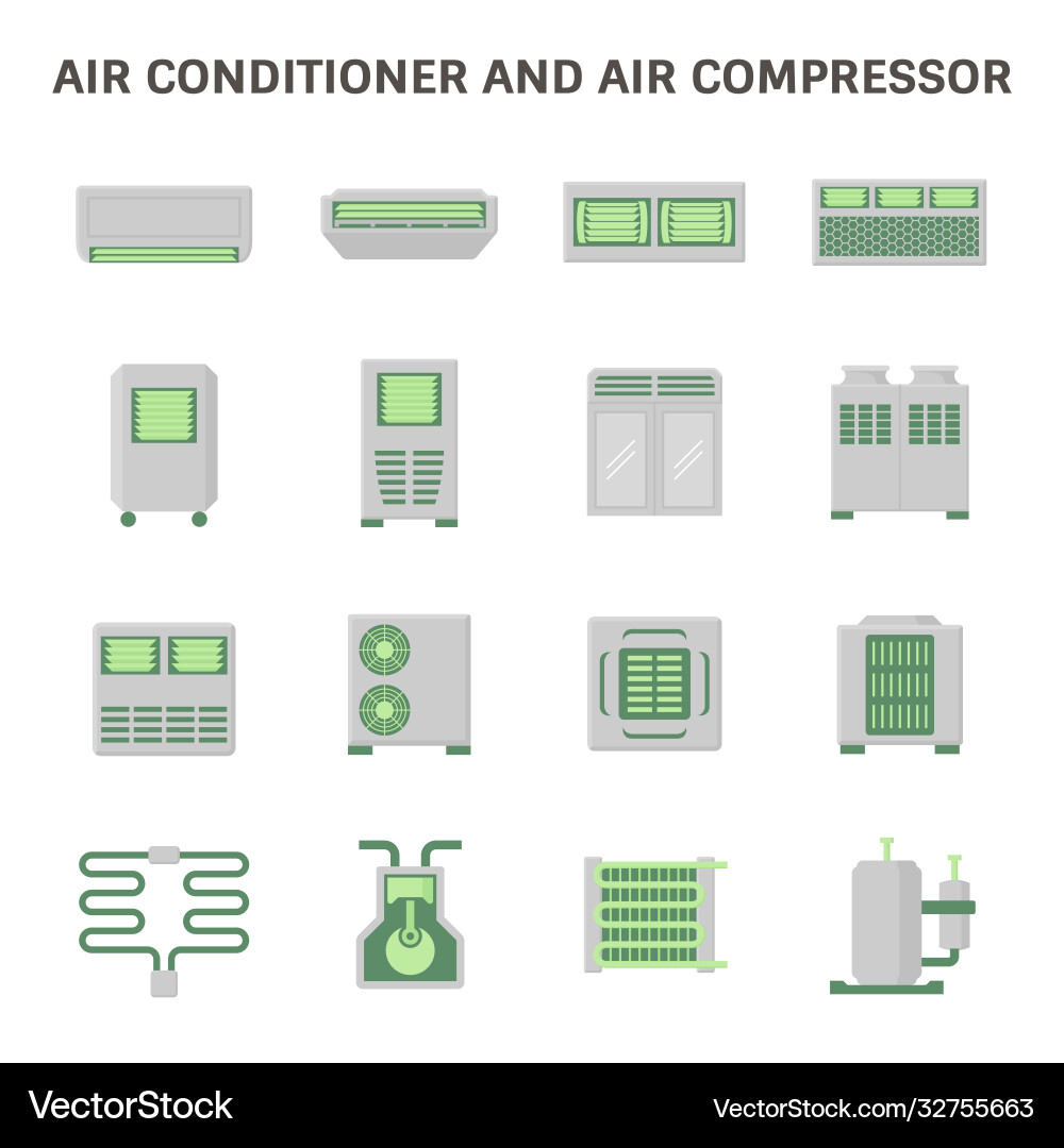 Air conditioner and compressor part hvac Vector Image