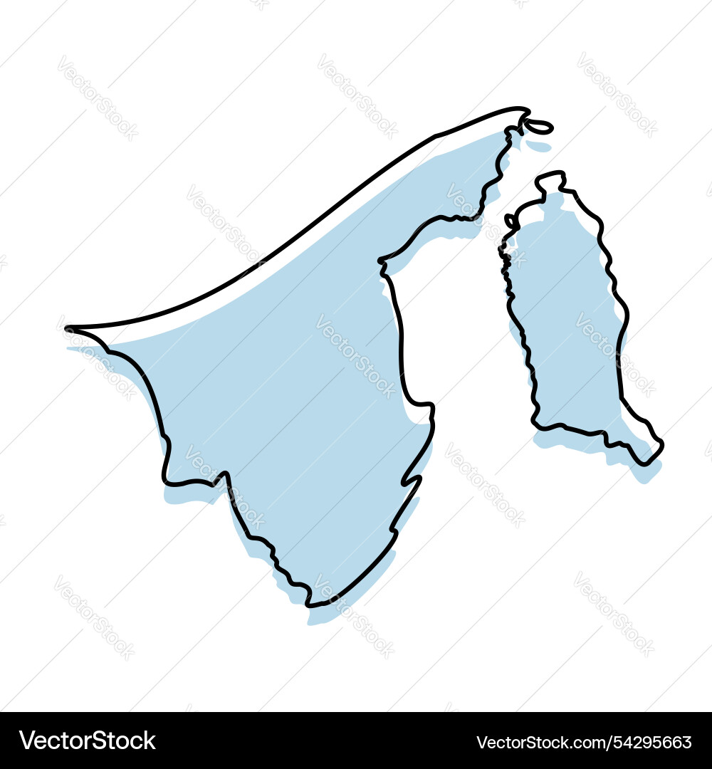 Brunei map with body and outline isolated Vector Image