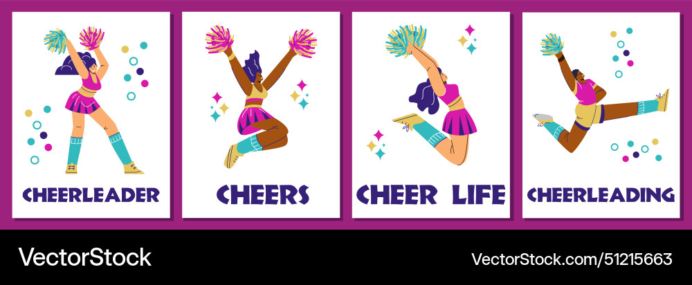 Cheerleading banners or posters with female Vector Image