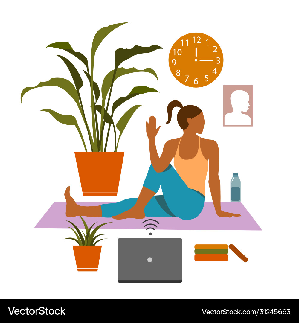 Female cartoon character practicing hatha yoga Vector Image