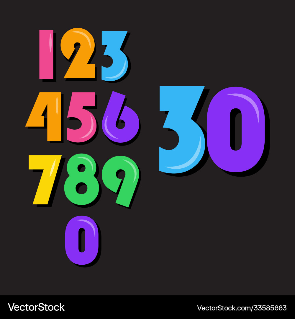 Kids number set template design Royalty Free Vector Image