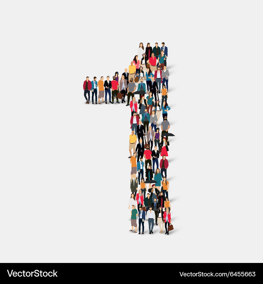 People Forming Number One Royalty Free Vector Image