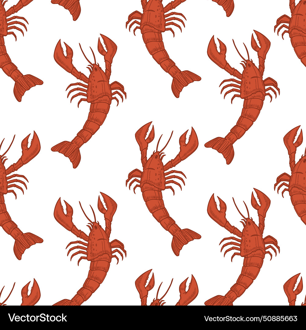 Red lobster seamless pattern Royalty Free Vector Image