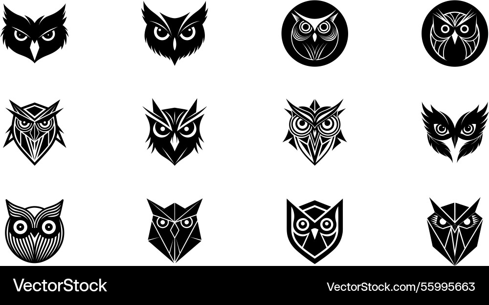 Twelve black tiger head designs tribal style vec Vector Image