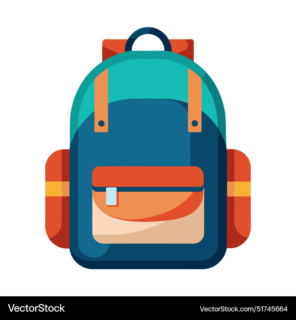 Backpack flat on white background Royalty Free Vector Image