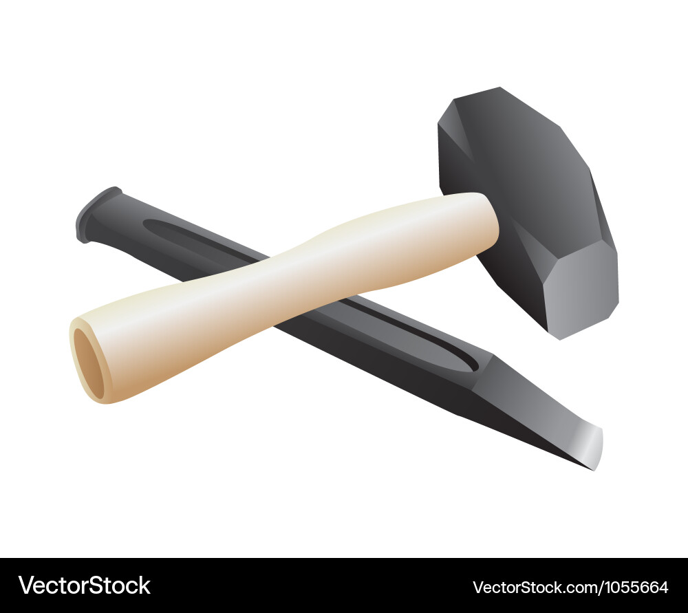 Chisel and hammer Royalty Free Vector Image - VectorStock