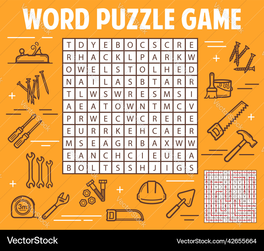 Diy and construction tools word search puzzle game