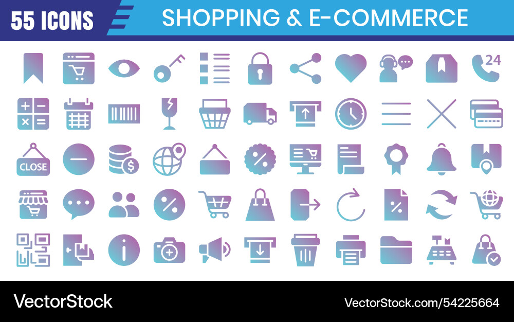 E-commerce flat gradient icons set online Vector Image