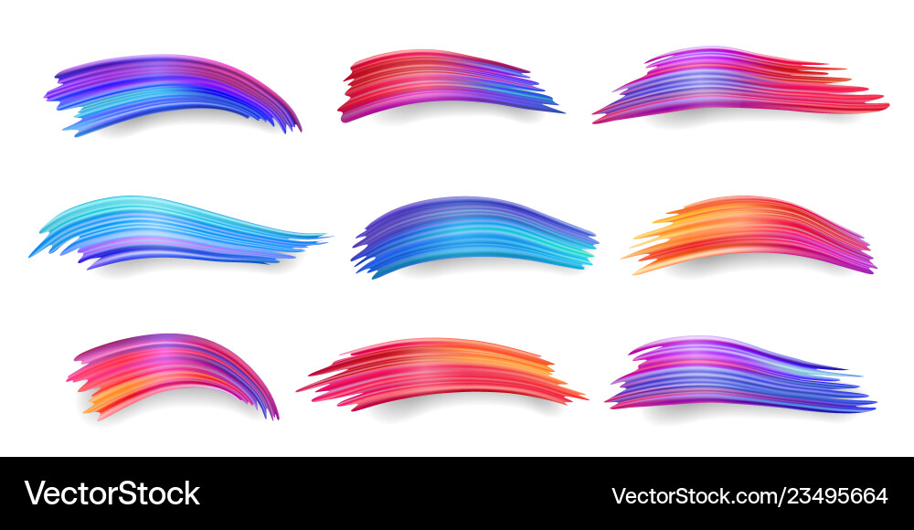 Set of isolated colorful gradient brush strokes Vector Image