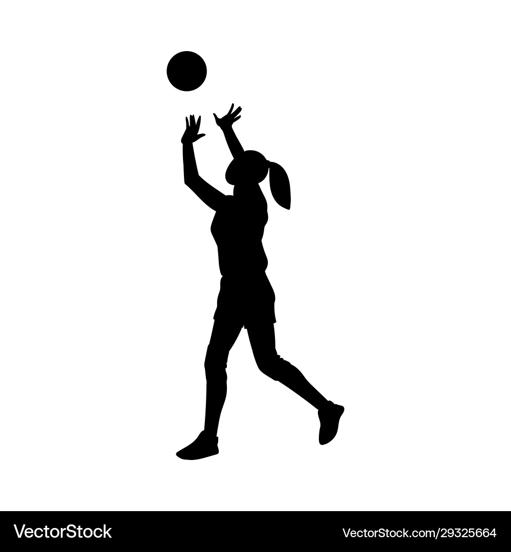 Volleyball Player Blocking Silhouette Royalty Free Vector