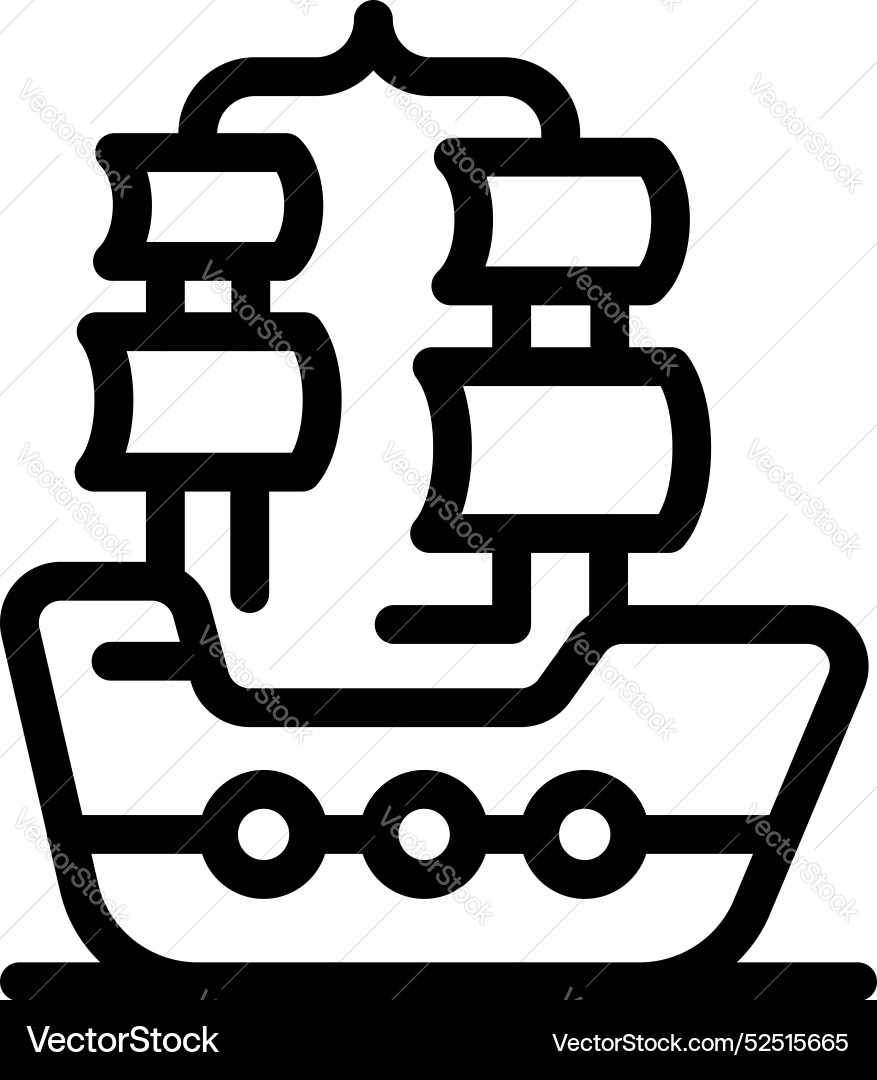 Ancient ship sailing on the ocean waves icon Vector Image