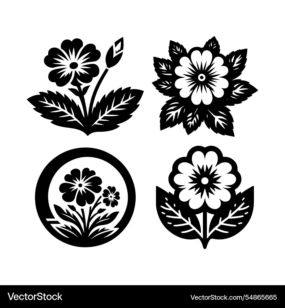 Beautiful primrose silhouette ideal for digital Vector Image