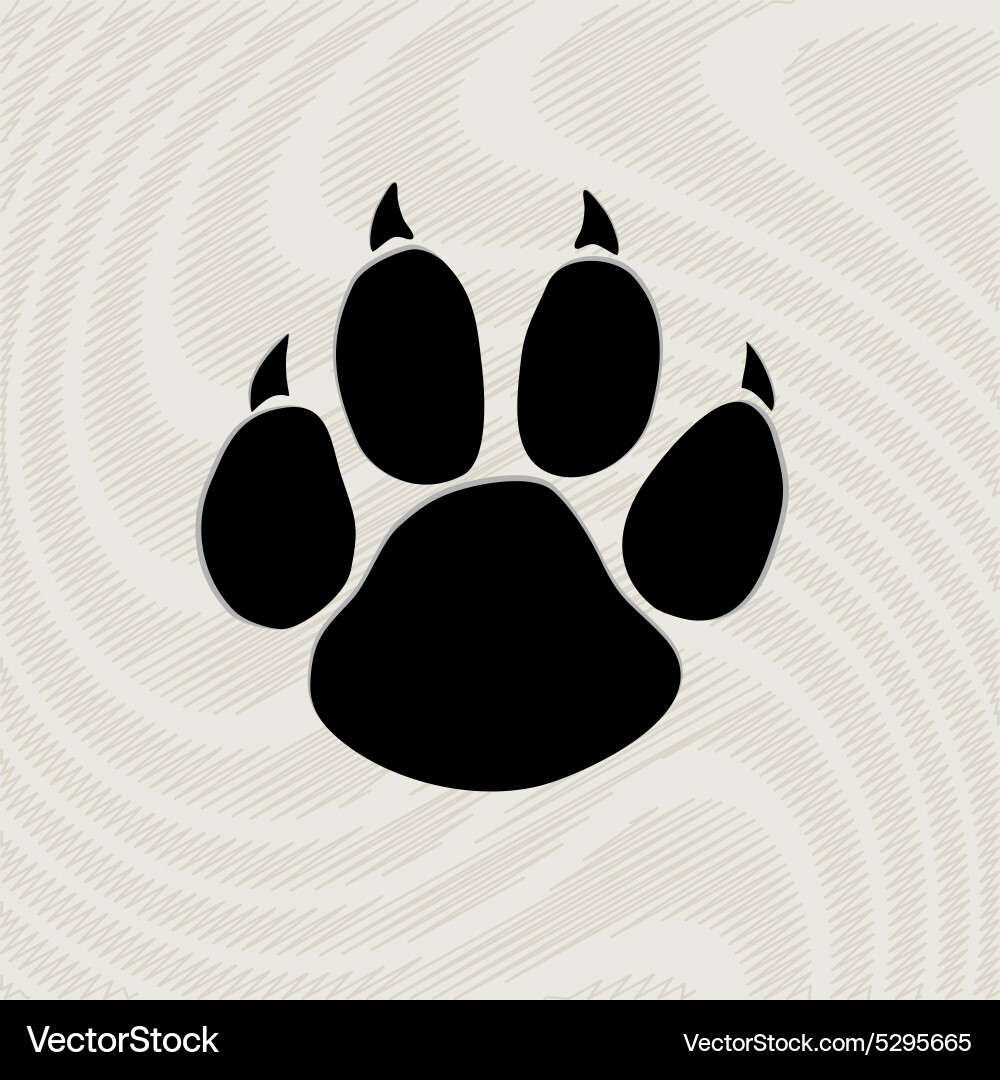Black animal paw print isolated on pattern Vector Image