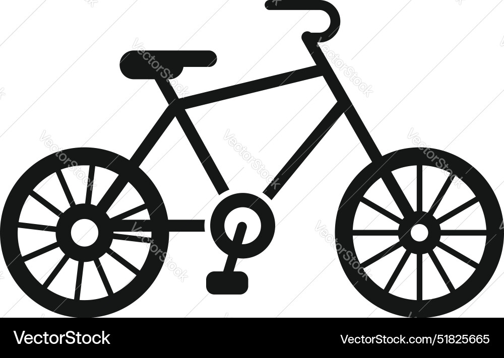 Black bicycle icon representing cycling Royalty Free Vector