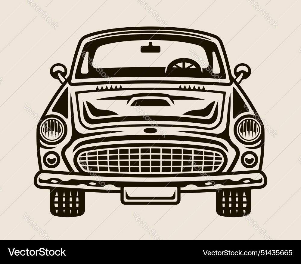 Classic car front view Royalty Free Vector Image