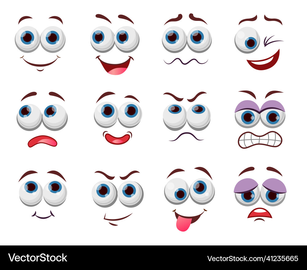 Comic face expressions set Royalty Free Vector Image