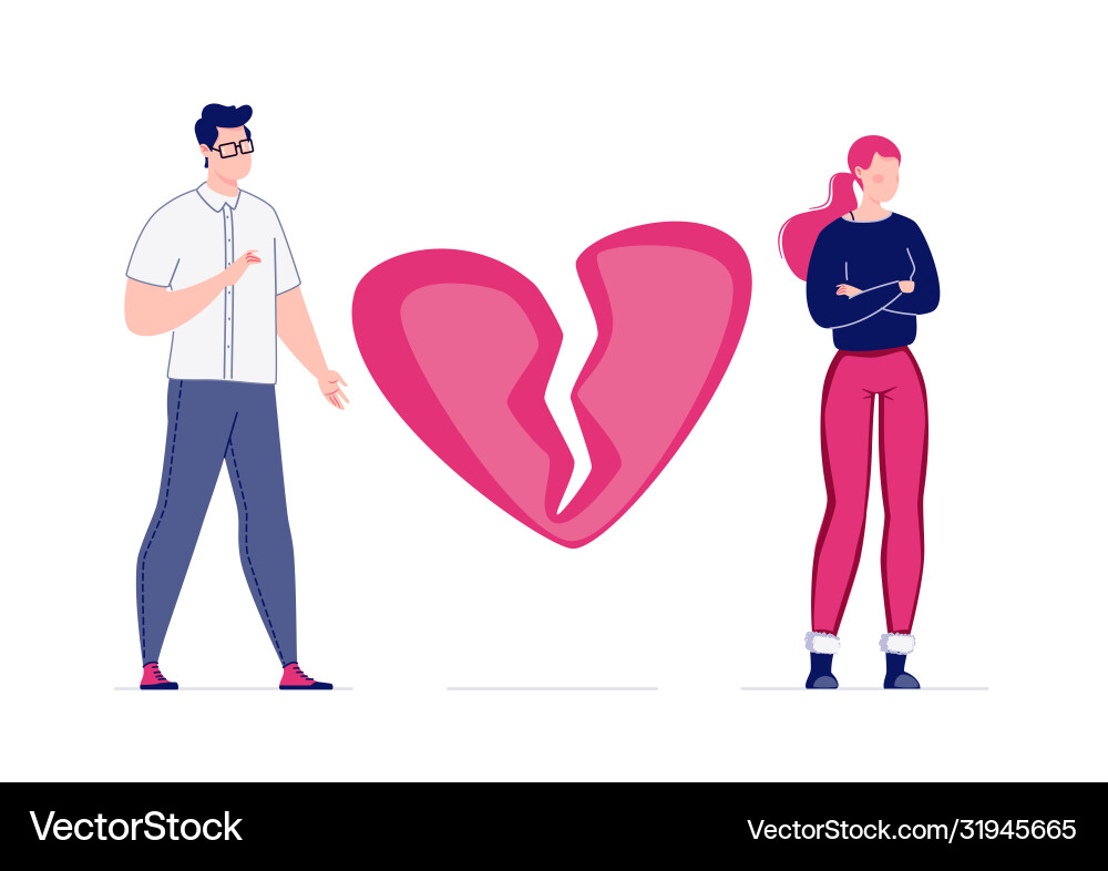 Concept breaking love relationship Royalty Free Vector Image