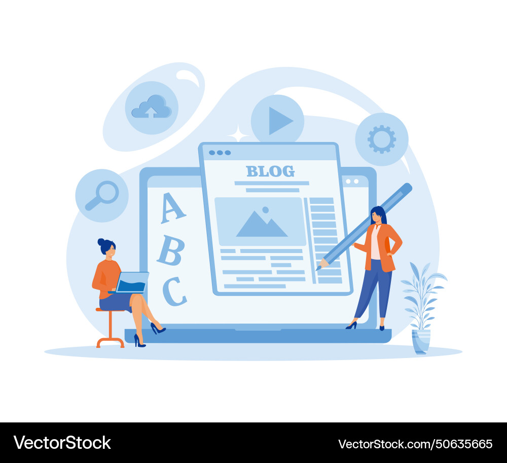 Content writer the concept of creating blog Vector Image