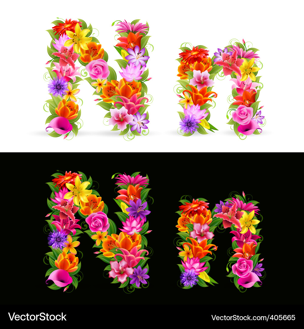 Flower font Royalty Free Vector Image - VectorStock