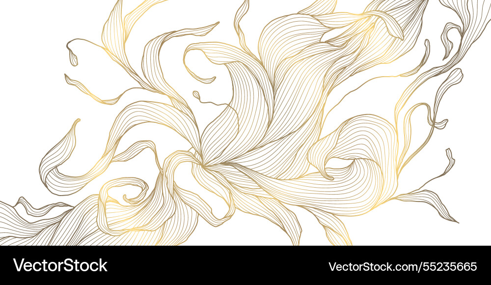 Gold on white floral line background Royalty Free Vector