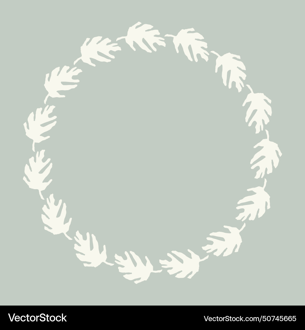 Handmade linocut organic wreath Royalty Free Vector Image