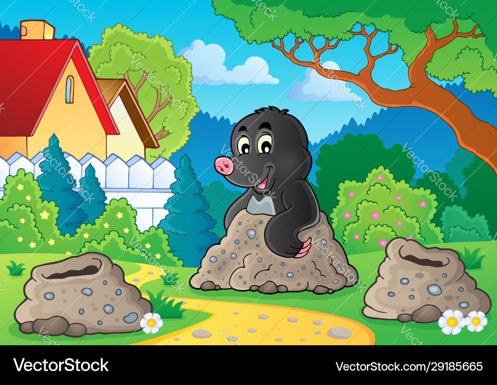 Happy mole theme image 2 Royalty Free Vector Image